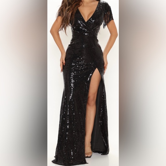 Fashion Nova | Dresses | Formal Black Sequence Dress | Poshmark